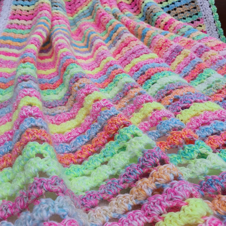 Candy Cradle Crochet Baby Blanket With Stacking Shell Border - Etsy