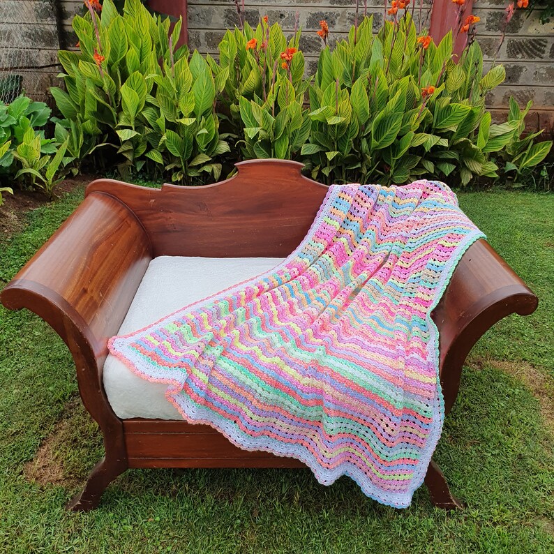 Candy Cradle Crochet Baby Blanket With Stacking Shell Border - Etsy