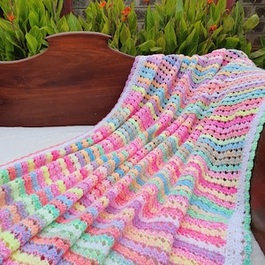 Candy Cradle Crochet Baby Blanket With Stacking Shell Border - Etsy
