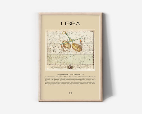 Libra Vintage Zodiac Chart Digital Art Download 9x11 PNG - Etsy