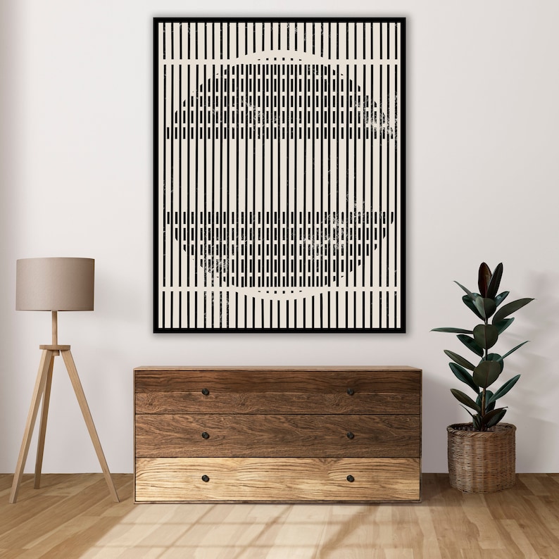 Line Art Boho Style Print, Abstract Geometric Boho Art, Large Modern ...