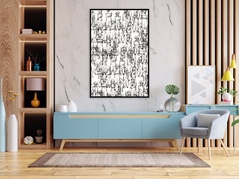 Unframed, Figure Art Print, Figure Line Art, Large Modern Minimalist ...