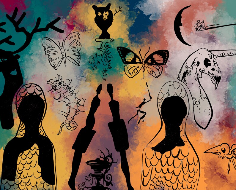 Salvador Dali Line Art 2024, Alice in Wonderland Dali Style Art, Large ...