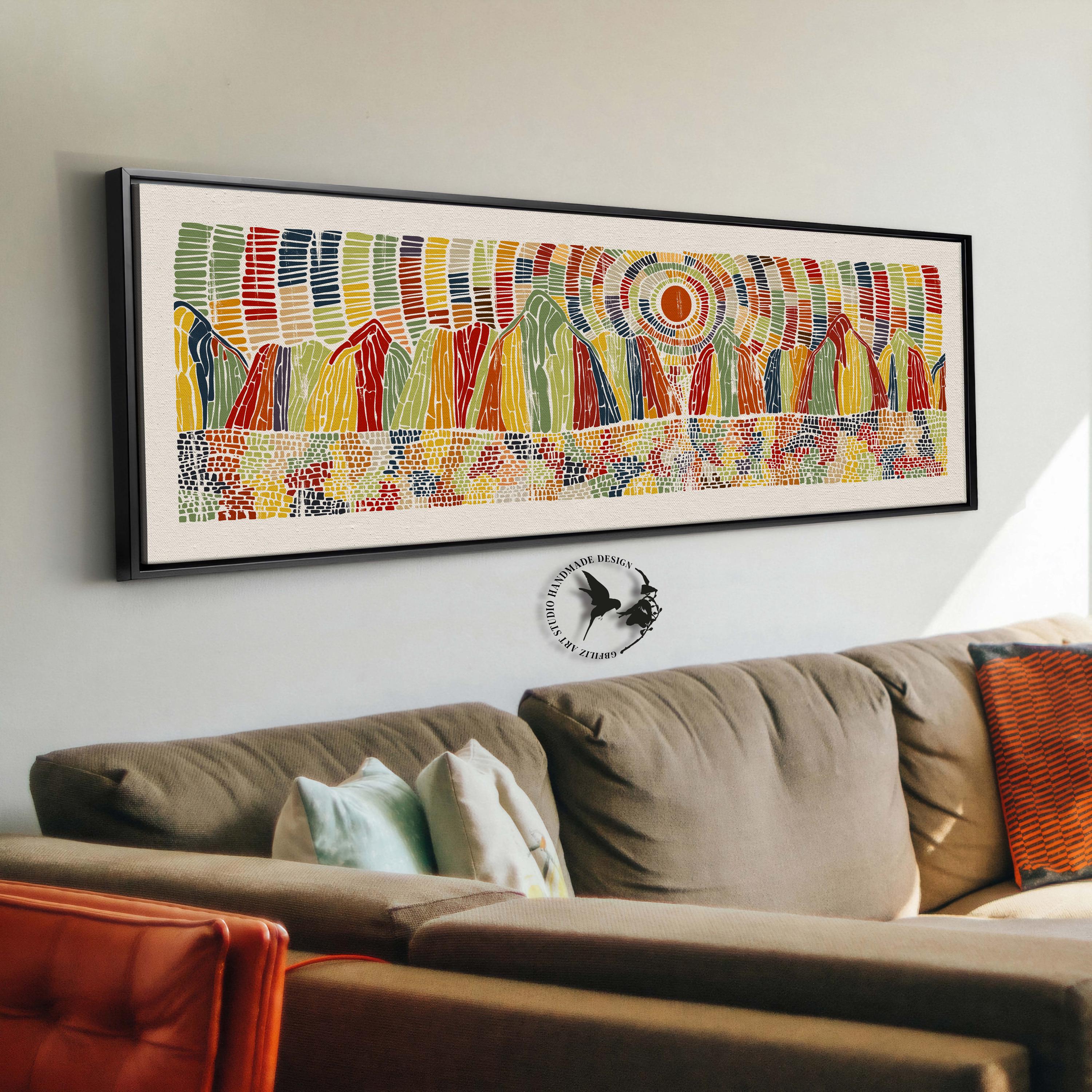 Framed Bauhaus Poster, Horizontal Wall Art, Retro Colors Bauhaus Art ...