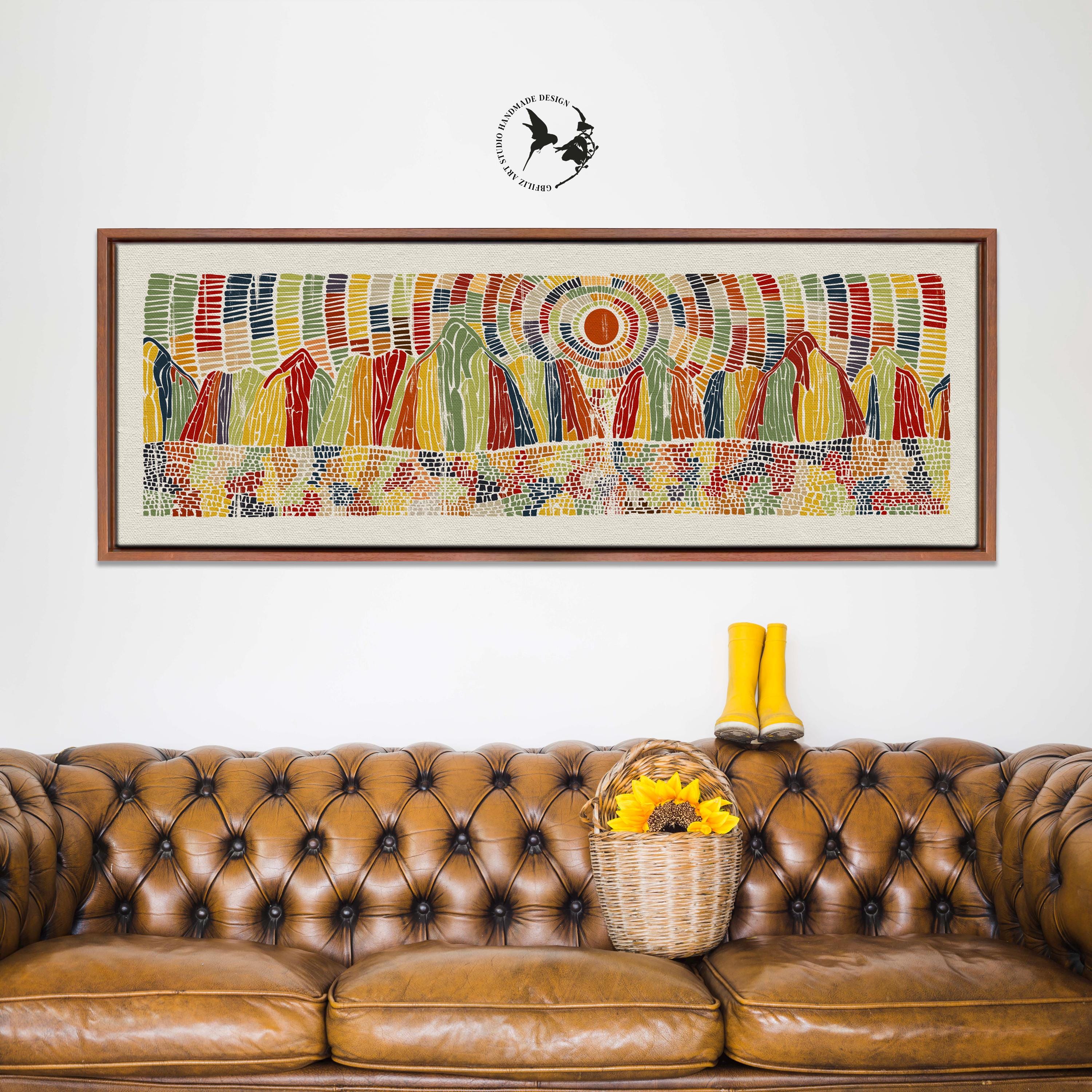 Framed Bauhaus Poster, Horizontal Wall Art, Retro Colors Bauhaus Art ...