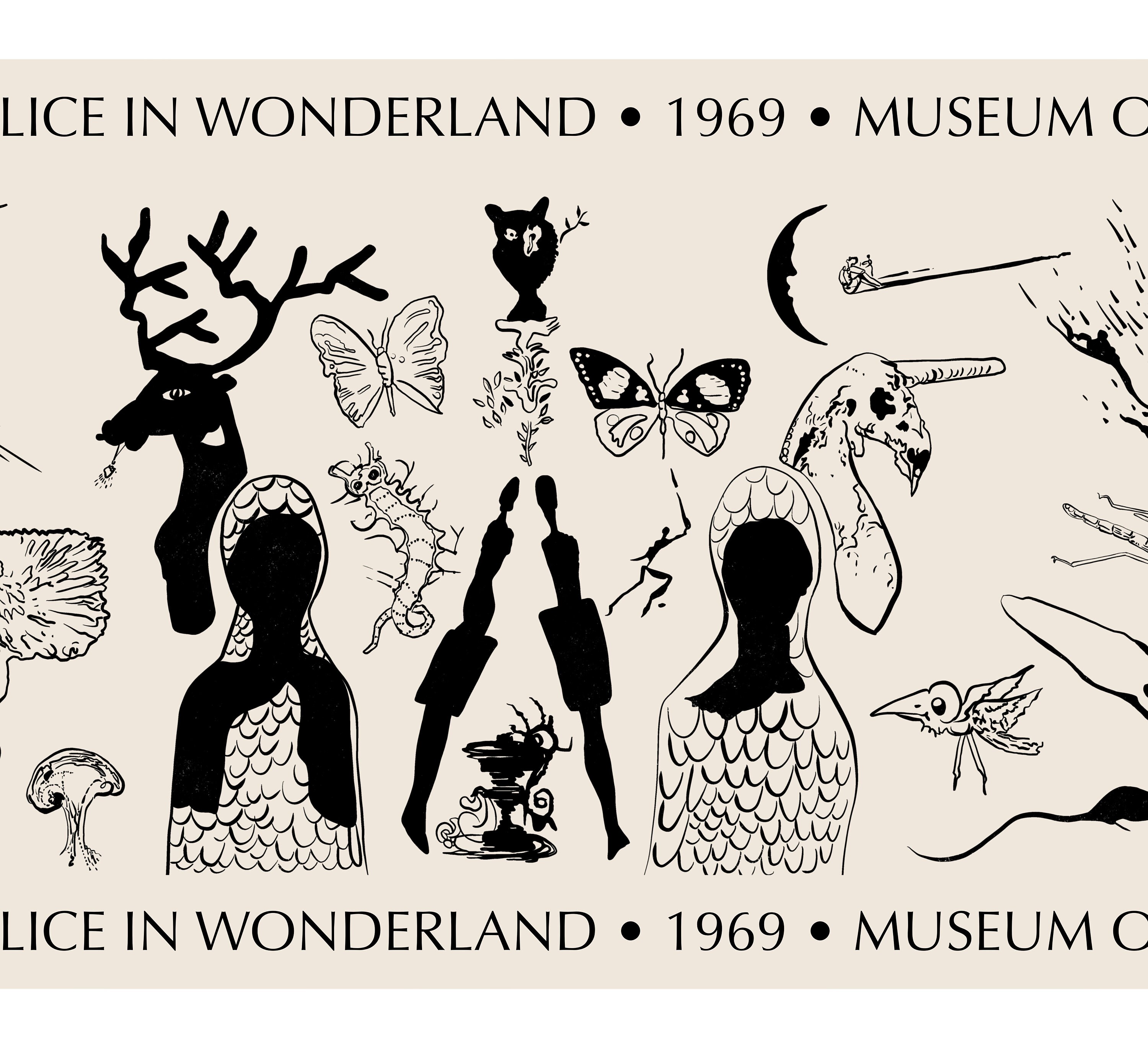 Salvador Dali Line Art 2024, Alice in Wonderland Dali Style Art, Large ...