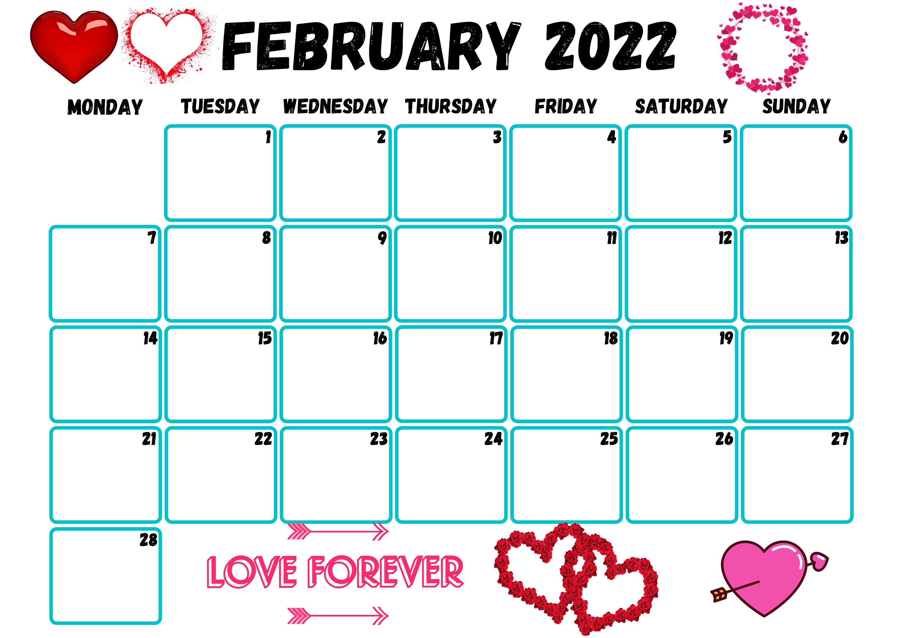 12 Month Calendar 2022 Printable | Etsy