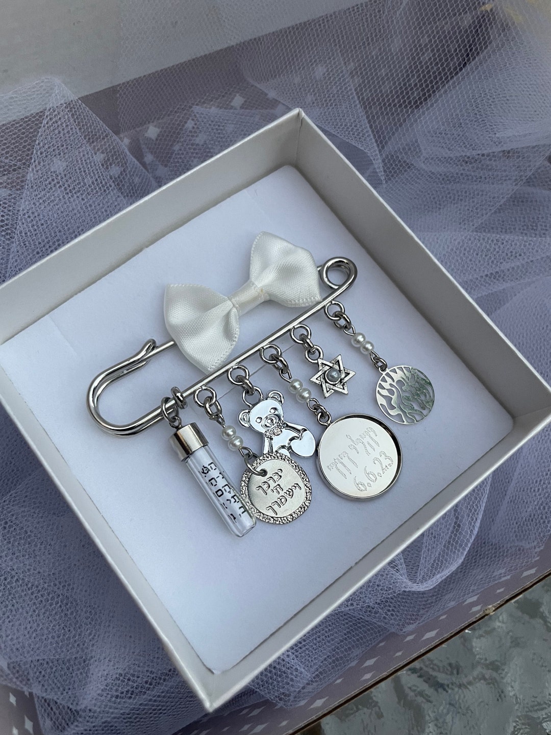 Customizable Handmade Stroller Pin With Magen David Pendant and Name ...