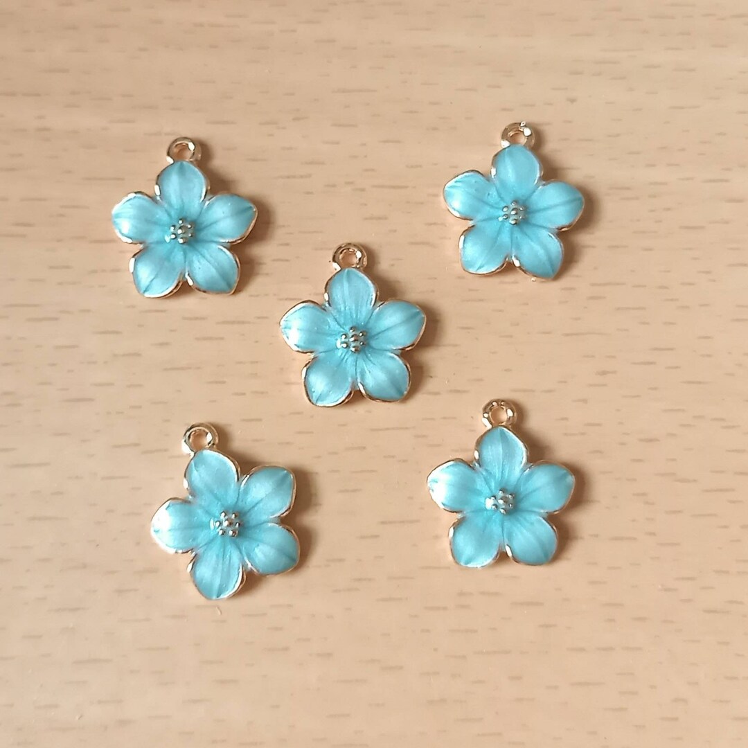 Blue Flower Charms, Floral Charms for Bracelet Making, Jewellery Making ...