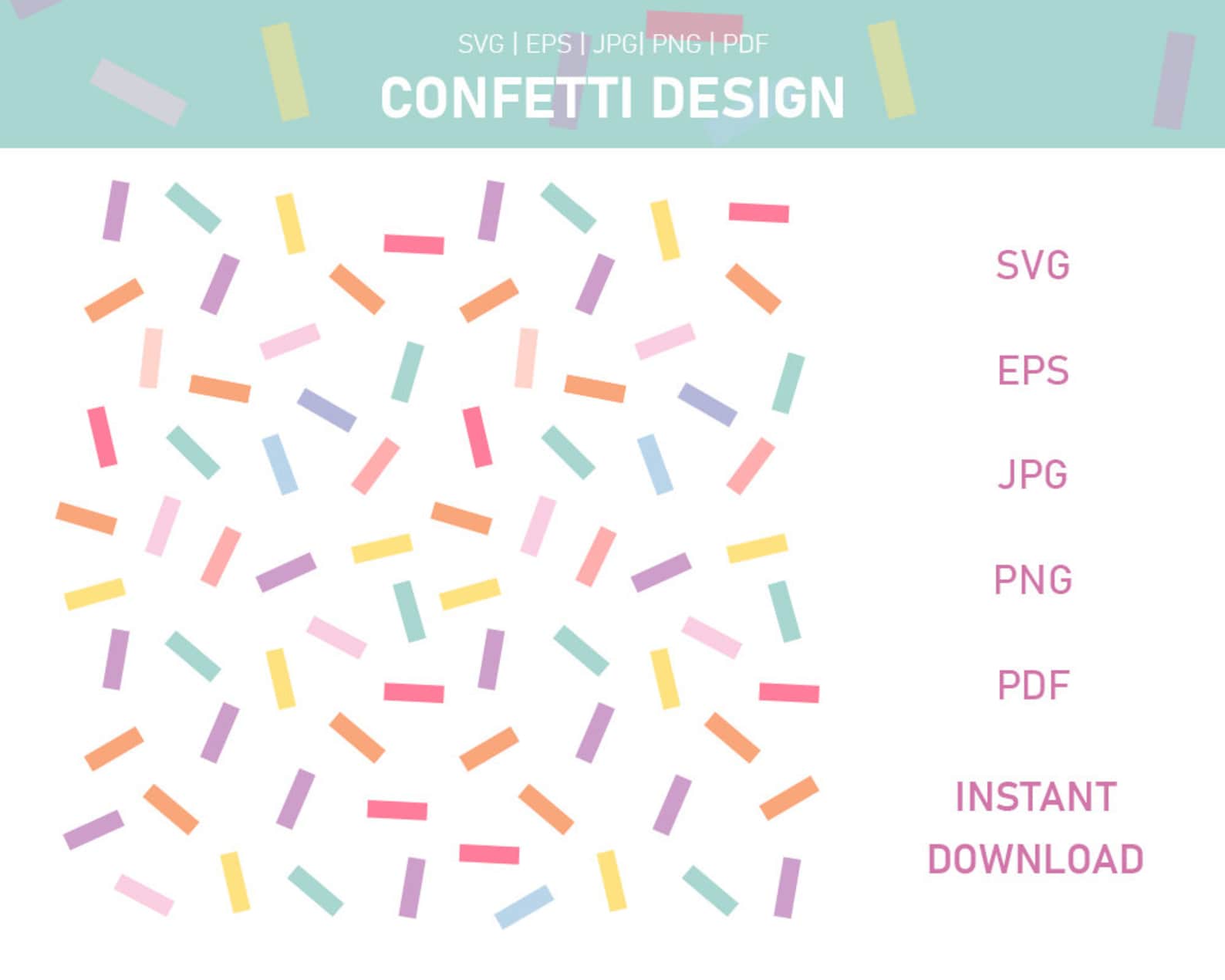 Confetti Digital | Confetti Border | Invitation Clipart | Party Clipart ...