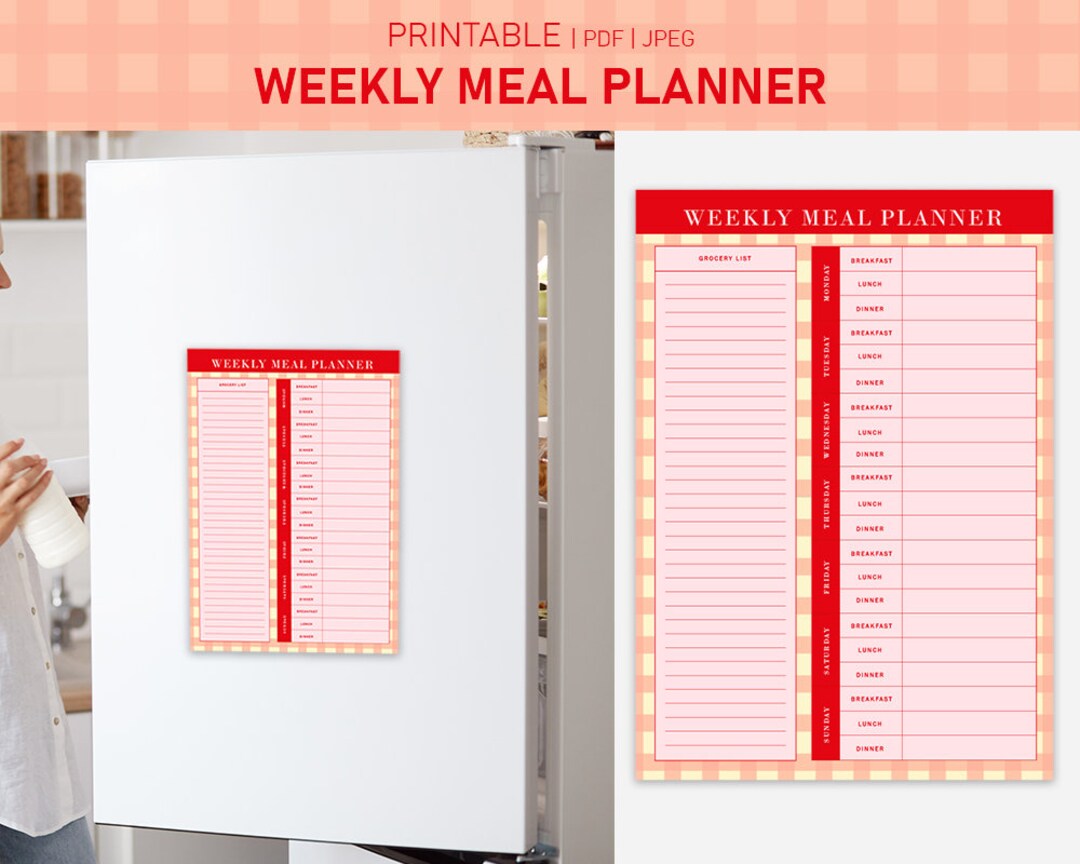 Weekly Meal Planner | Weekly Meal Menu Planner DIY Recipe Planner Book ...