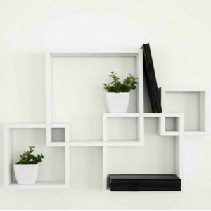 White Interlocking Shelf Cube Shelf Floating Shelves Wood Shelf Display ...