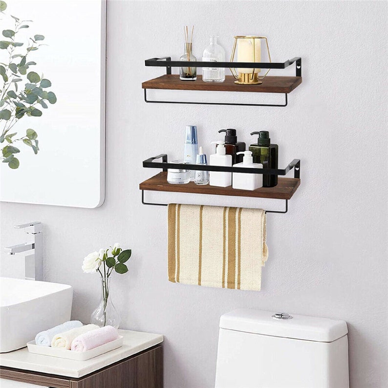 2x Floating Shelves-wall Mounted Shelf Rustic Shelf Wall Shelf Metal ...