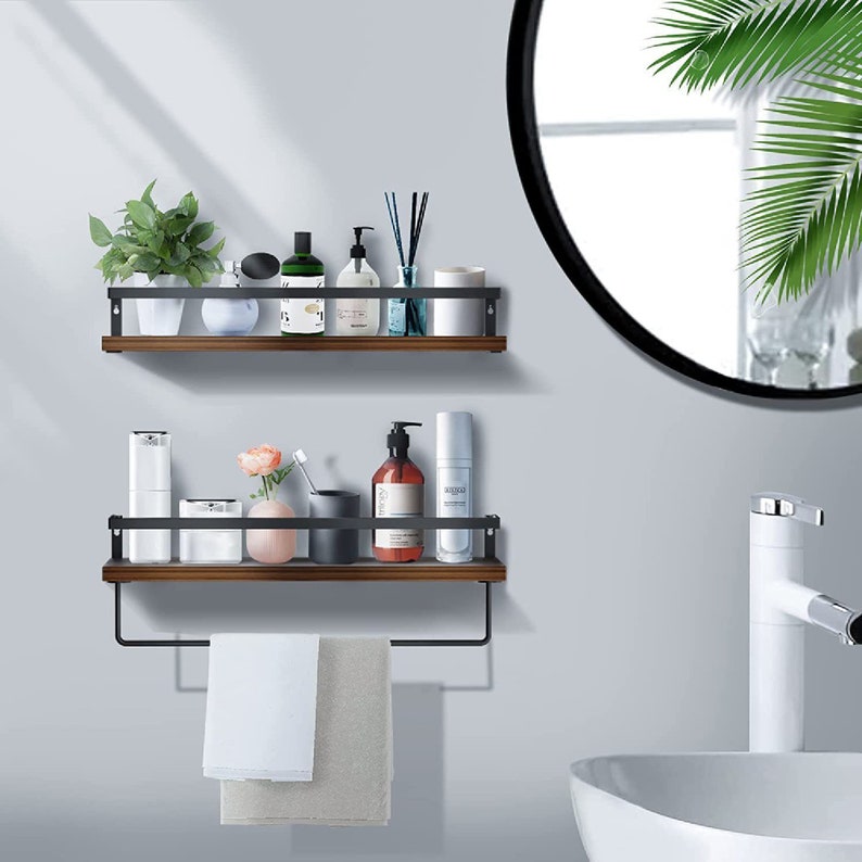 2x Floating Shelves-wall Mounted Shelf Rustic Shelf Wall Shelf Metal ...