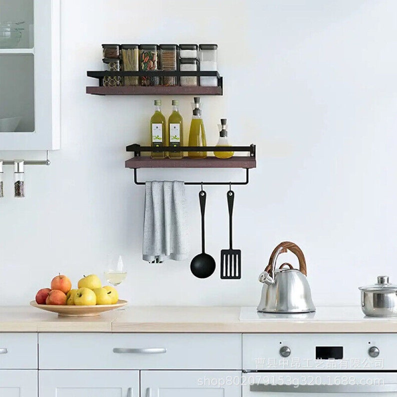 2x Floating Shelves-wall Mounted Shelf Rustic Shelf Wall Shelf Metal ...