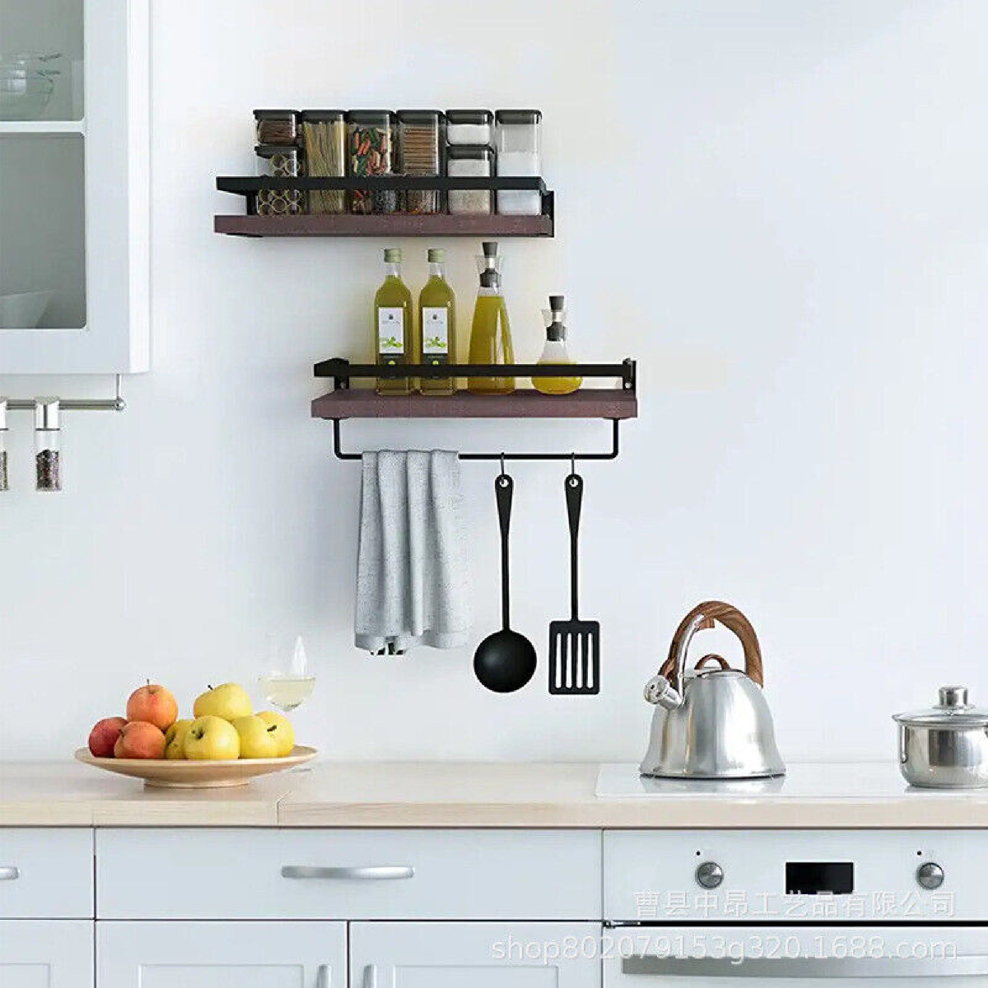 2x Floating Shelves-wall Mounted Shelf Rustic Shelf Wall Shelf Metal ...