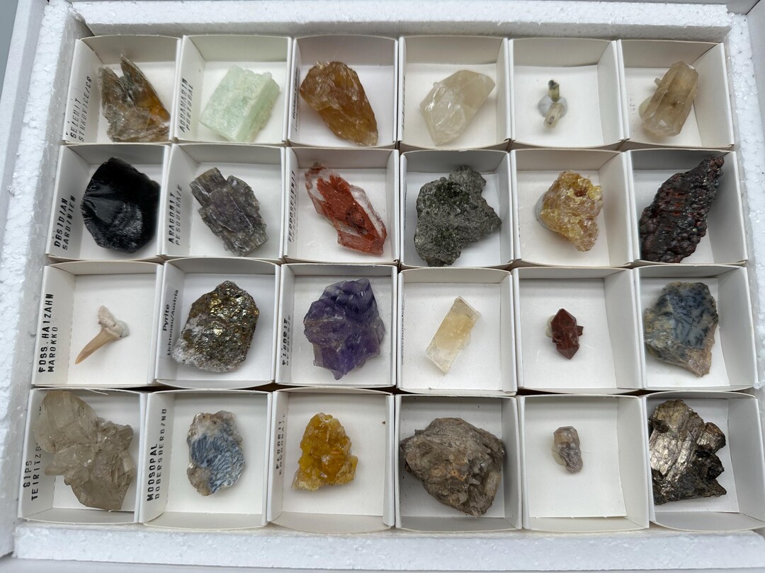 Set of 24 Different International Crystals,minerals,flat Minerals,flat ...