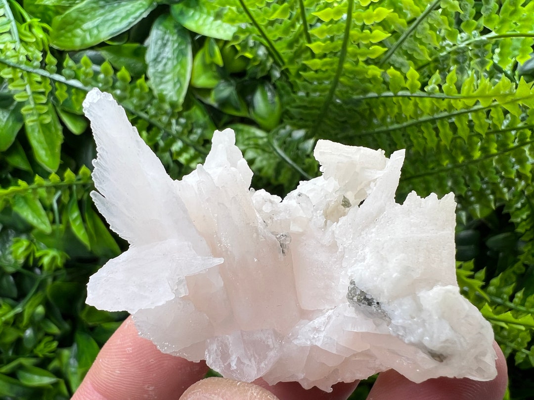 Lovely Piece Fluorescent Mangano Calcite, on Light Blue Chalcedony ...