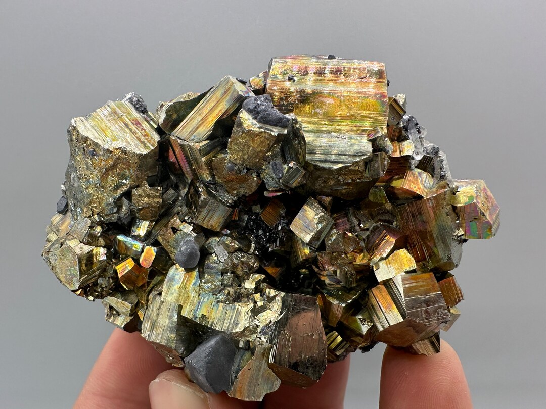 Stunning Colour Pyrite on Sphalerite Natural Minerals Souvenir Crystal ...