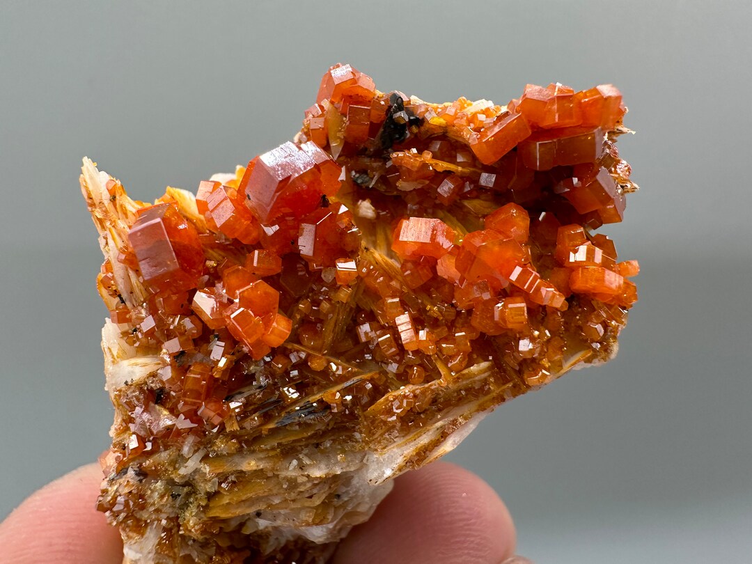 Red Vanadinite Crystal on Barite, Morocco Mineral Specimen - Etsy