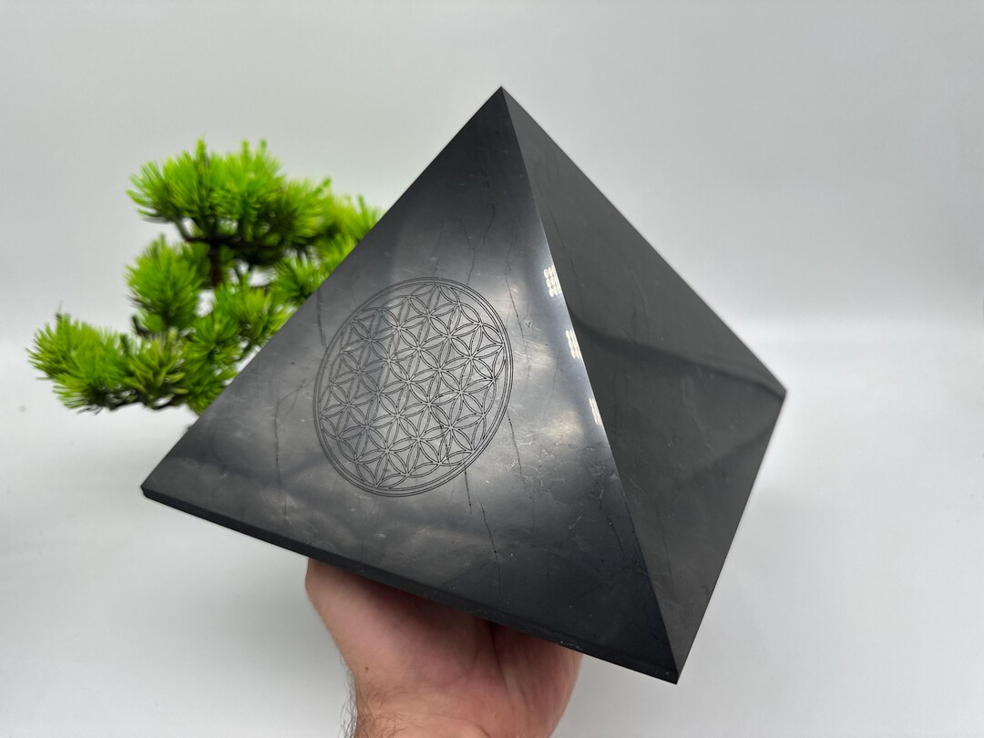 20cm Shungite Pyramid Flower of Life Polished From Karelia,russia ,4G5G ...