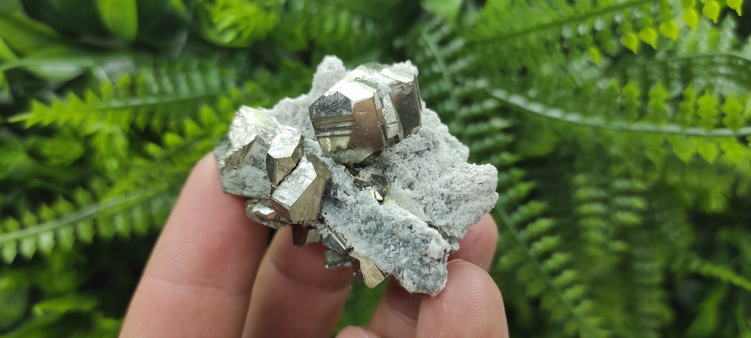 Perfect Shiny Duble Sides Pyrite on Green Quartz Inclusions Chlorite ...