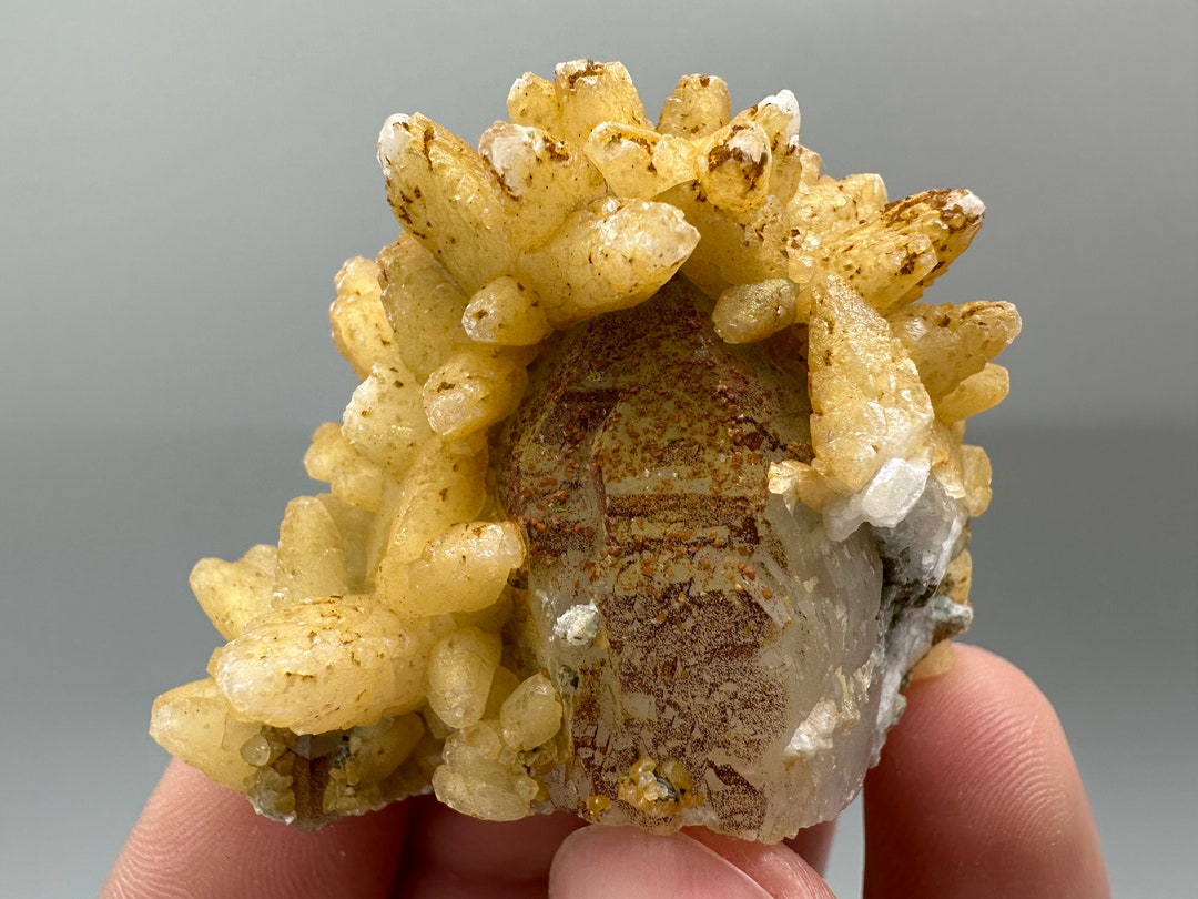 Wonderful Calcite on Quartz Covered Whit Brown Rhodochrosite Natural ...