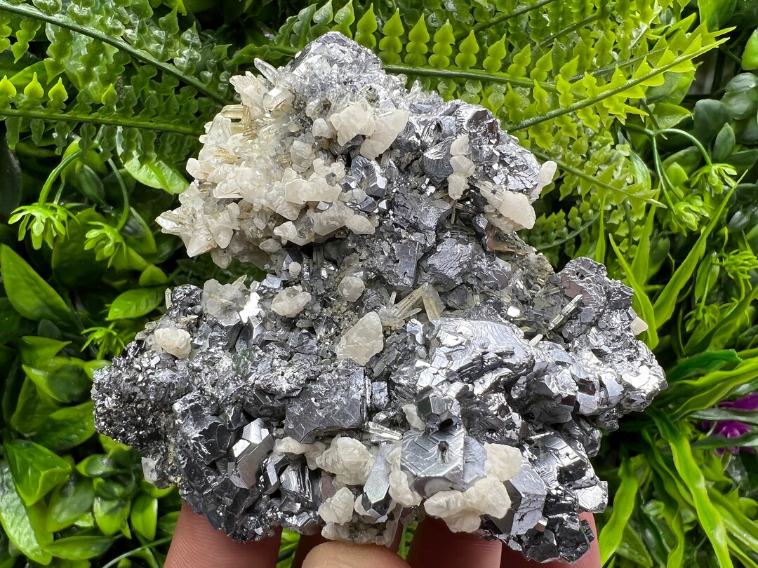 Top Amazing Piece Skeletal Shiny Silver Galena Whit Calcite Dolomite ...