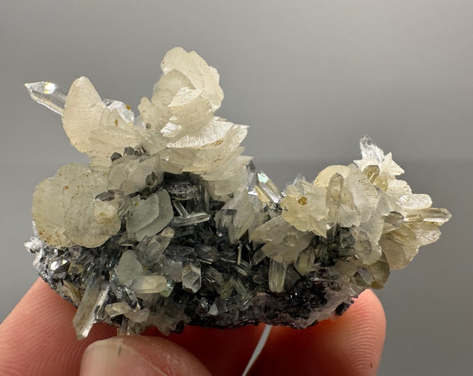 Stunning Calcite on Transparent Quartz (japanese's Law Twin) Natural ...