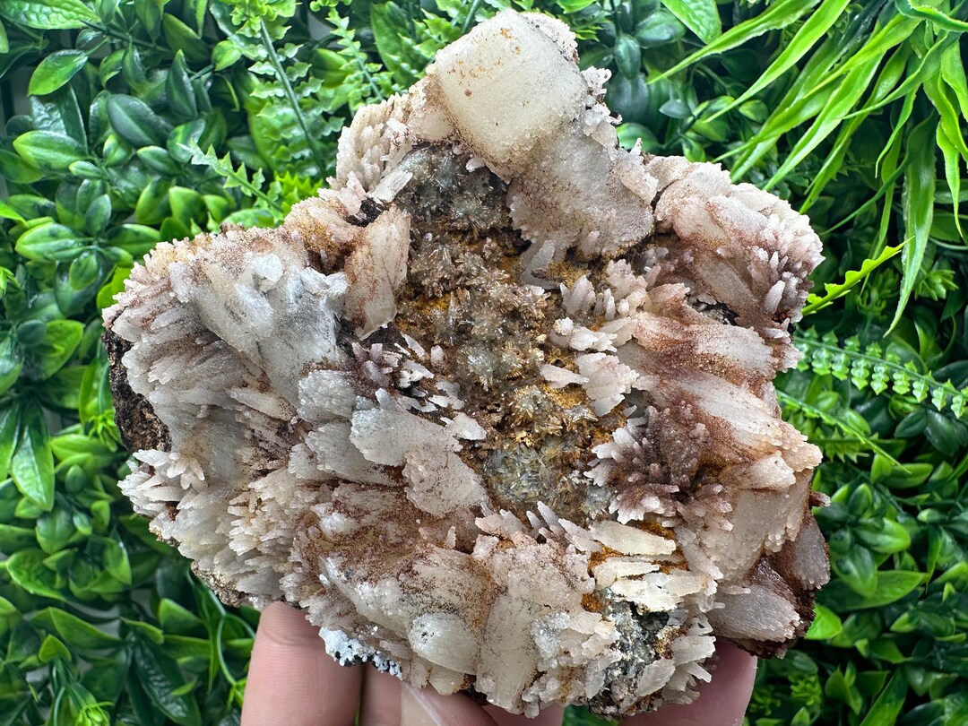 Wonderful Rare Calcite on Needle Quartz Whit Iron Oxide Natural ...