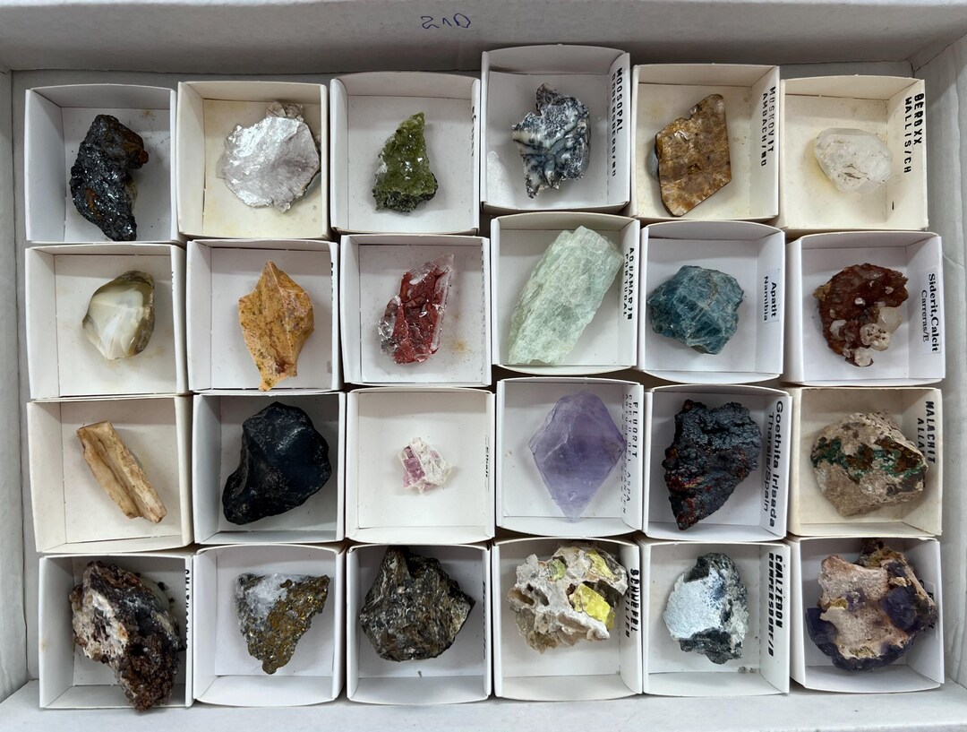 Set of 24 Different International Crystals,minerals,flat Minerals,flat ...