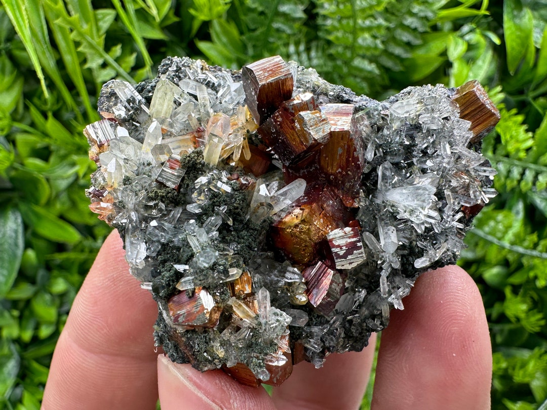 Amazing Rare Red Pyrite Iron Oxide on Quartz Unique and Very Rare ...