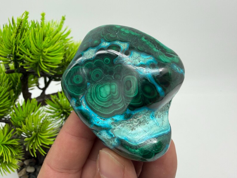 Polished Malachite With Chrysocolla Stones | Natural Green Blue ...