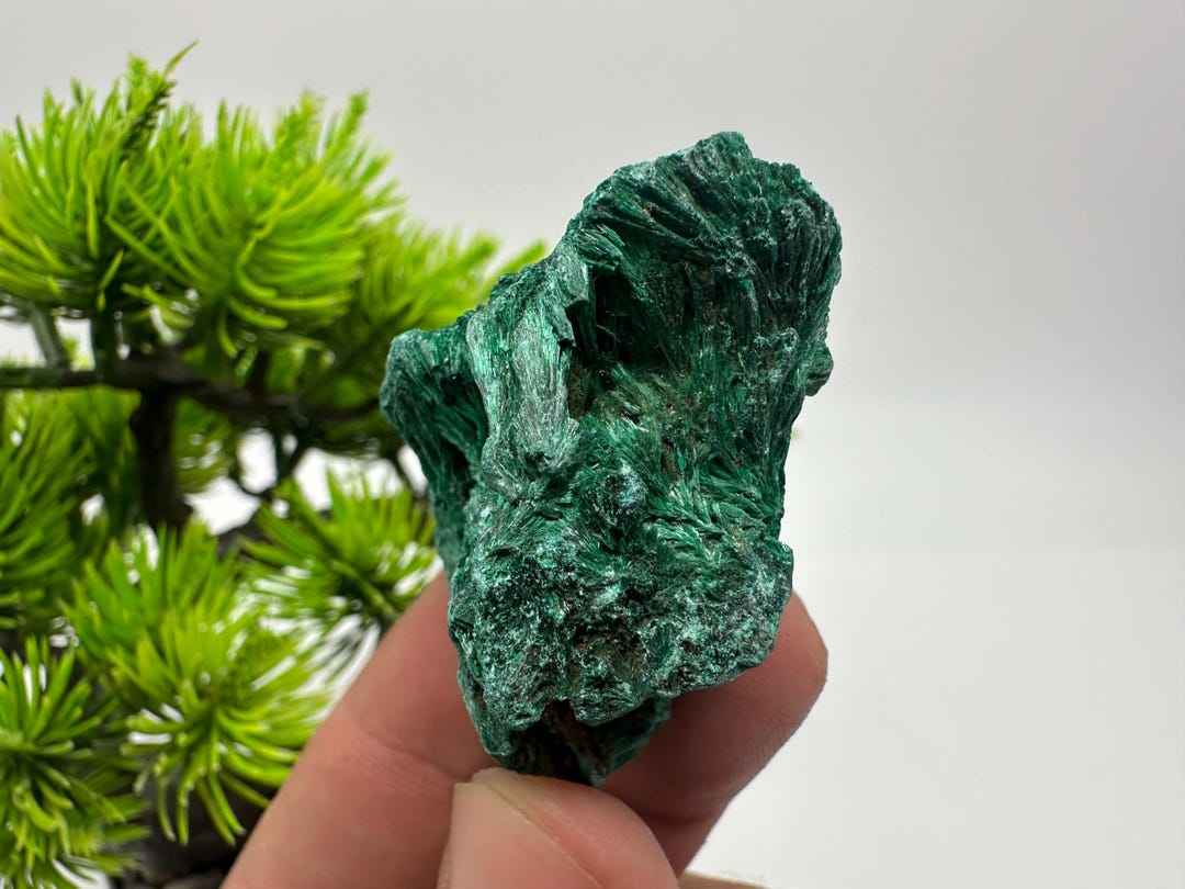 Fibrous Malachite Crystal: Congo Mineral Specimen, Green Chakra Stone ...