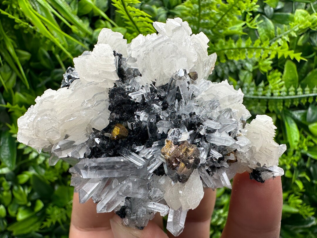 Wonderful Uv Fluorescent Calcite,chalcopyrite on Transparent Quartz ...