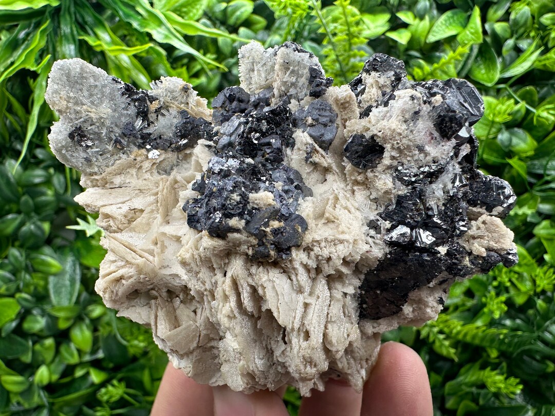 Very Old Specimen Skeletal Galena,sphalerite,quartz on Calcite From ...