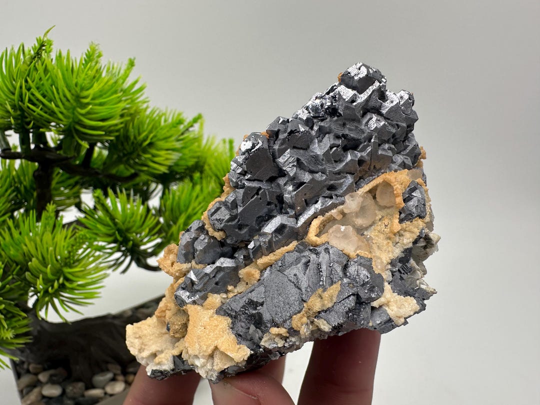Galena Spinel Law Mineral Specimen With Quartz and Calcite - Etsy