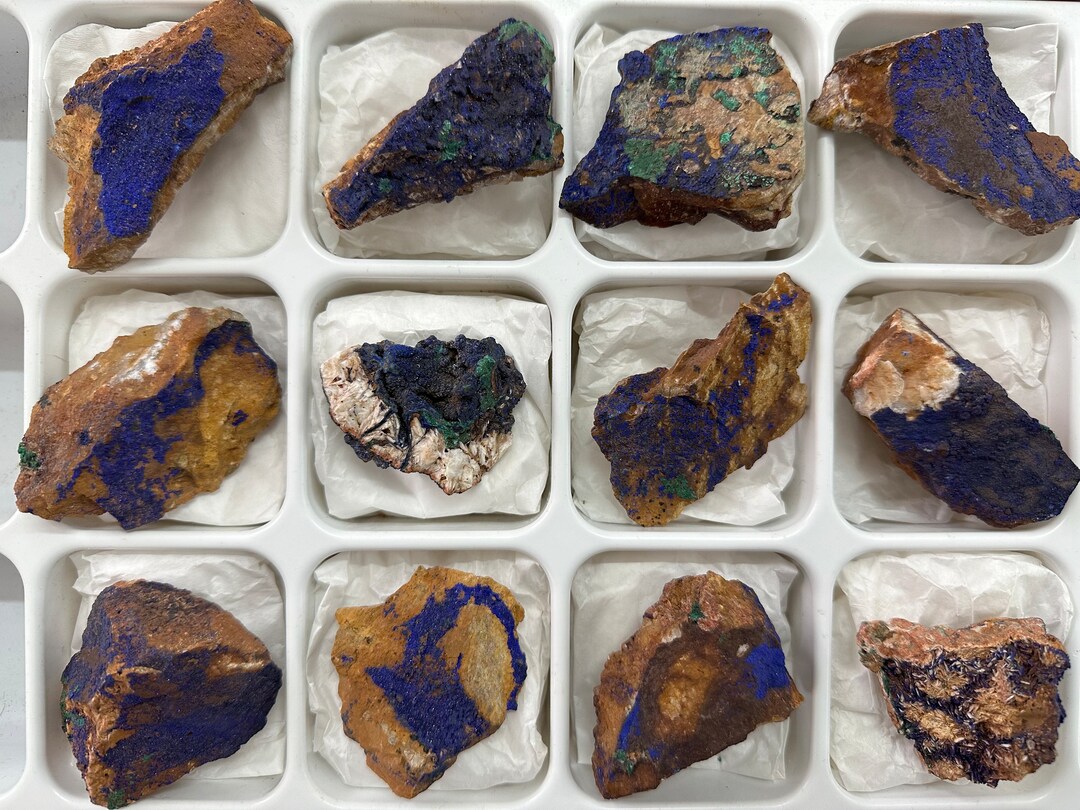 Stunning Set(12 Pcs) Blue Azurite and Malachite, Perfect Colour Piece ...