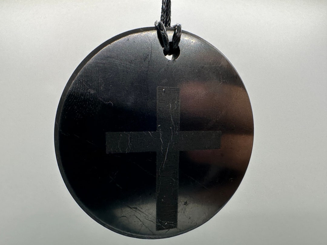 Shungite Christian Cross Pendant Necklace EMF Protection & Healing ...