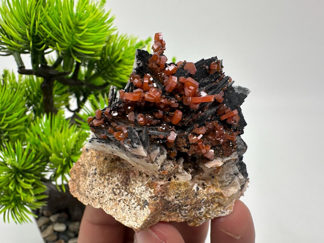 Red Vanadinite on Barite, Goethite Crystal Cluster, Morocco - Etsy UK