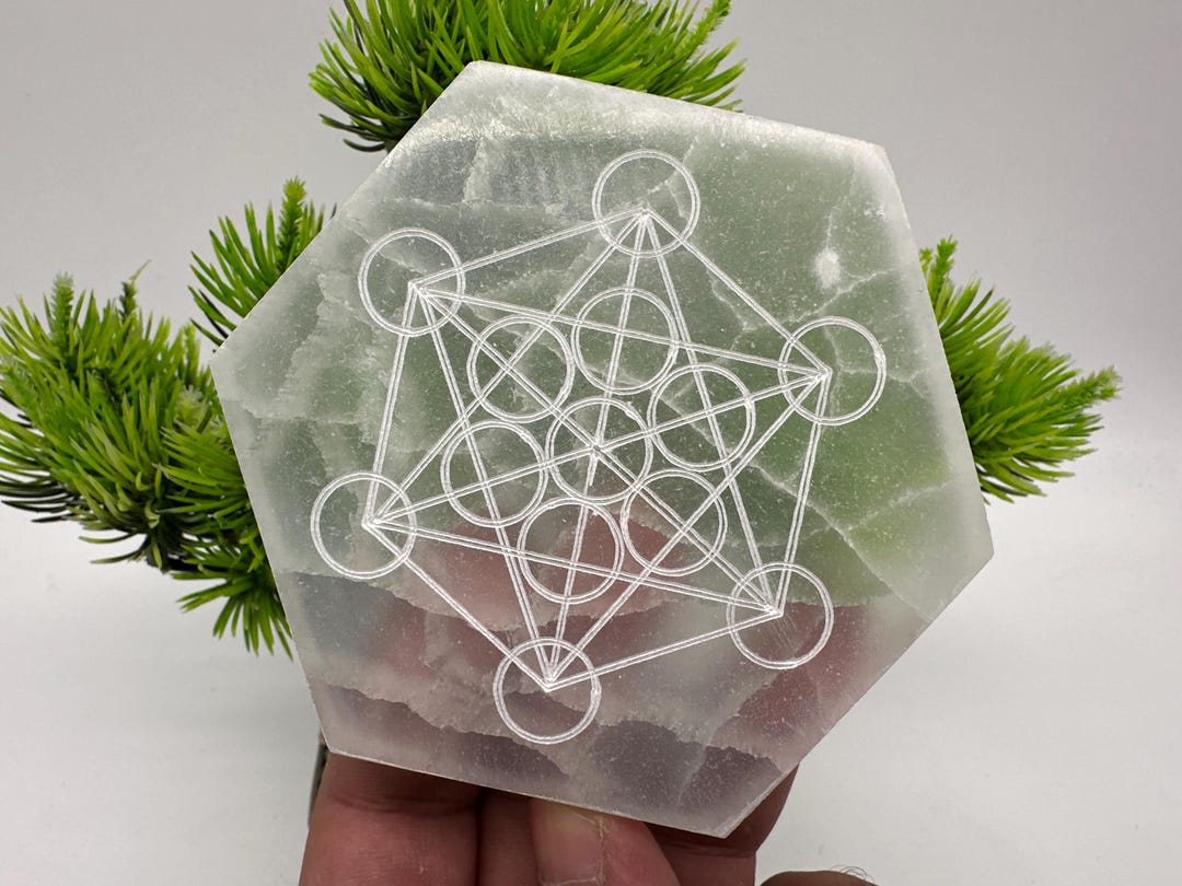 10cm Natural Hexgonal Selenite Charging Plate Energy Grid Sacred ...