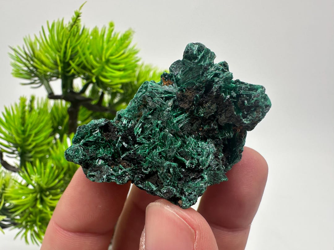 Fibrous Malachite Crystal Specimen: Congo Mineral Stone - Etsy