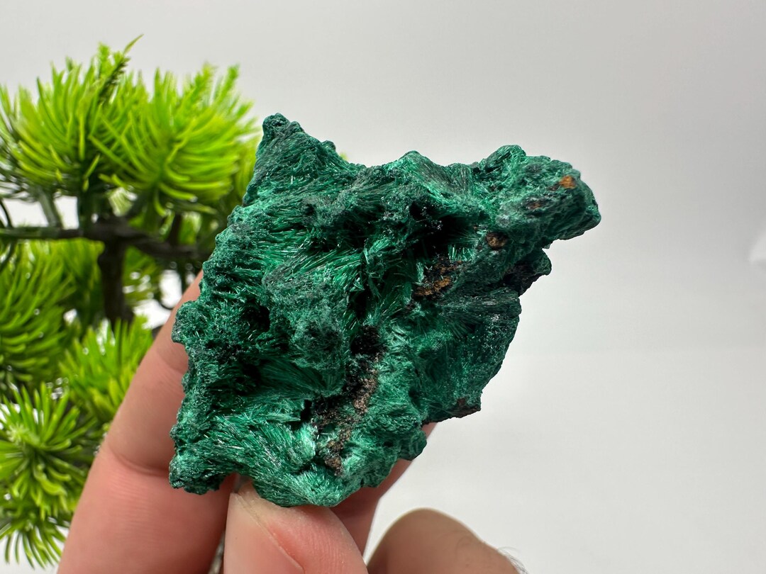 Fibrous Malachite Crystal: Congo Mineral Specimen, Green Chakra Stone ...