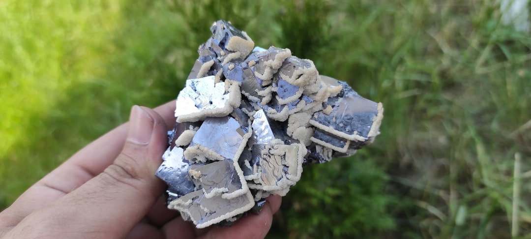 Top Amazing Piece Skeletal Shiny Silver Galena Whit Calcite Dolomite ...