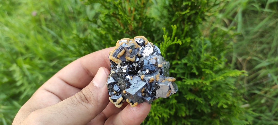 Skeletal Galena With Calcite, Dolomite, Iron Oxide on Sphalerite ...