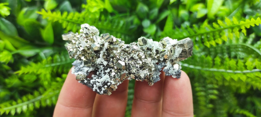Perfect Shiny Duble Sides Pyrite on Green Quartz Inclusions Chlorite ...
