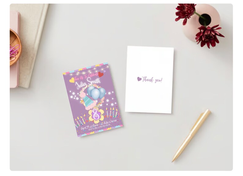 Editable Birthday Invitation Purple Balloons Join Us Party Invitation ...