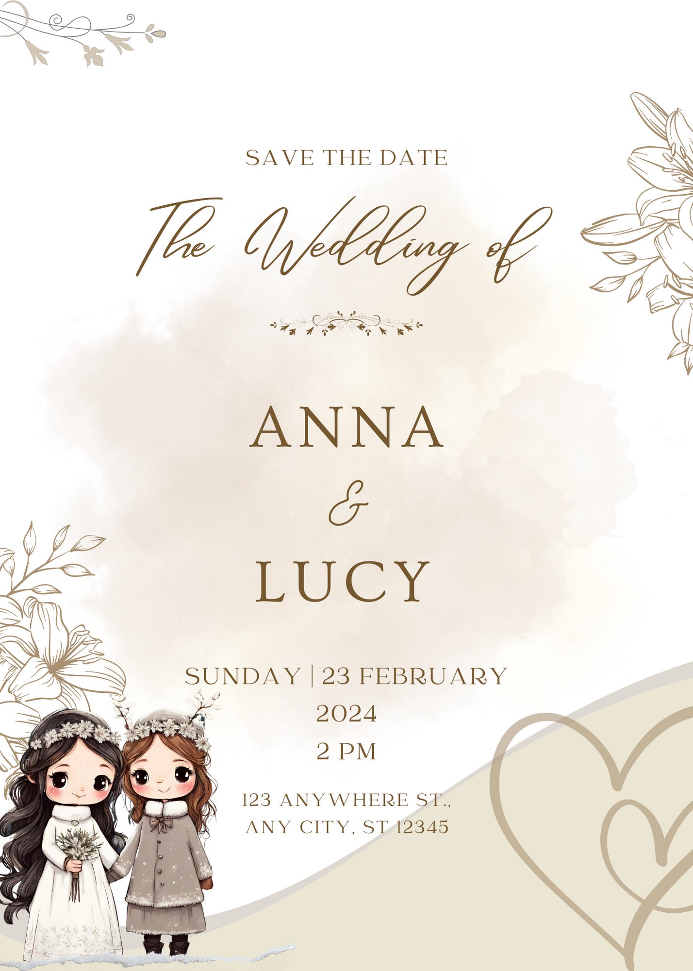 Lesbian Wedding Invitations Template Cute Ideas Same Sex Women Lesbian ...