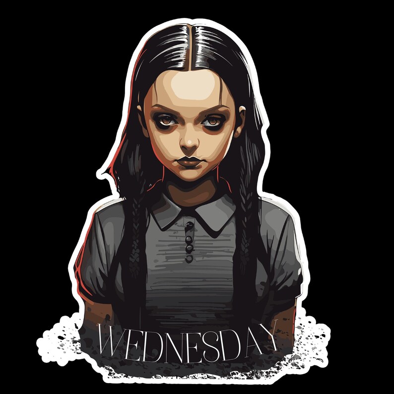 Sticker in Wednesday Addams Style Svg With Editable Text Ready to Print ...