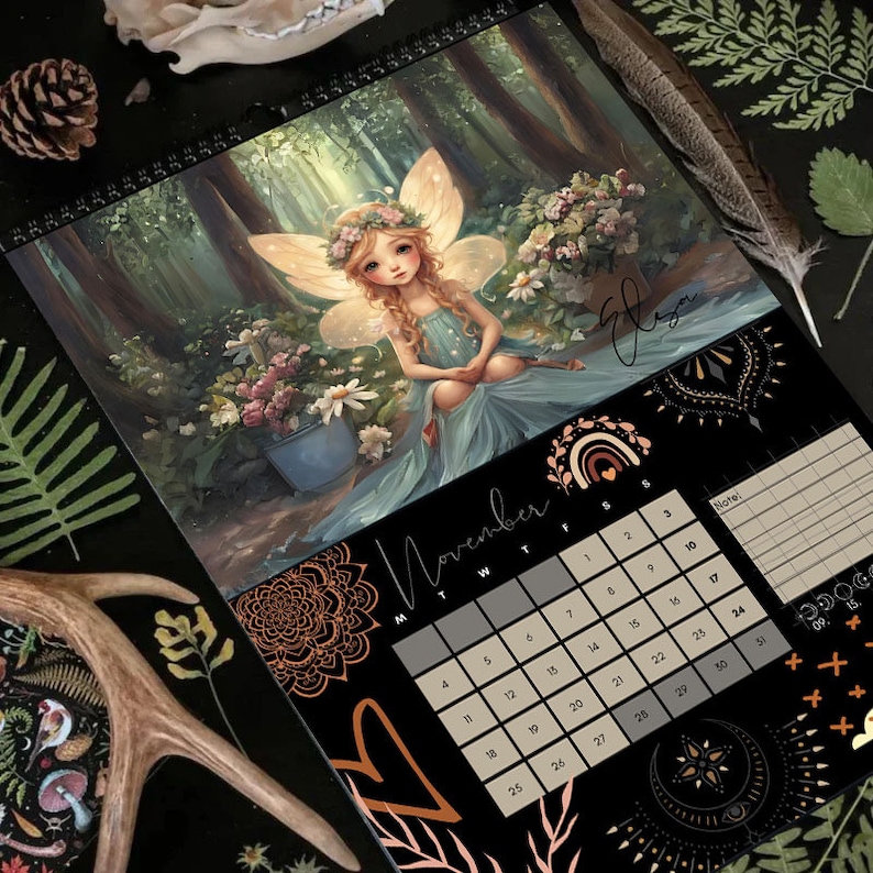 Graceful Fairy Garden Calendar Printable Calendar 2024 Monthly Planner ...